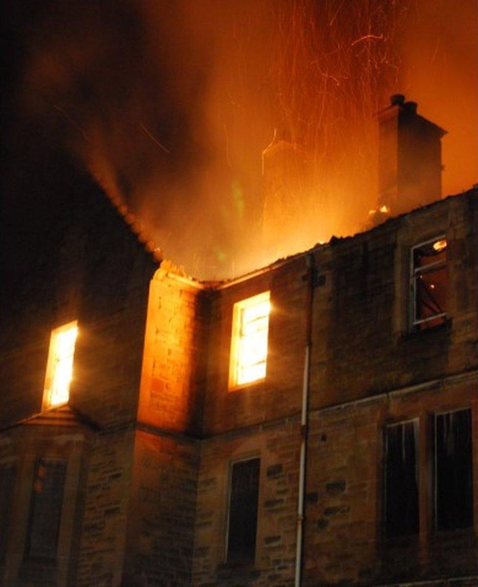 Huge fire at former Hartwood Hospital building near Shotts - BBC News