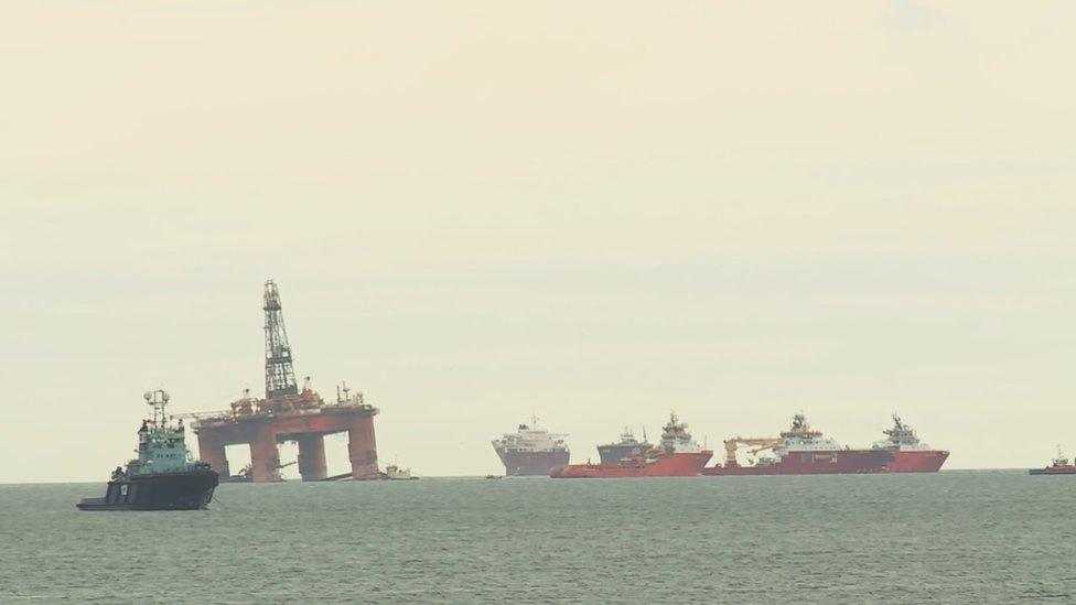 Transocean Winner transport ship Hawk arrives off Lewis - BBC News