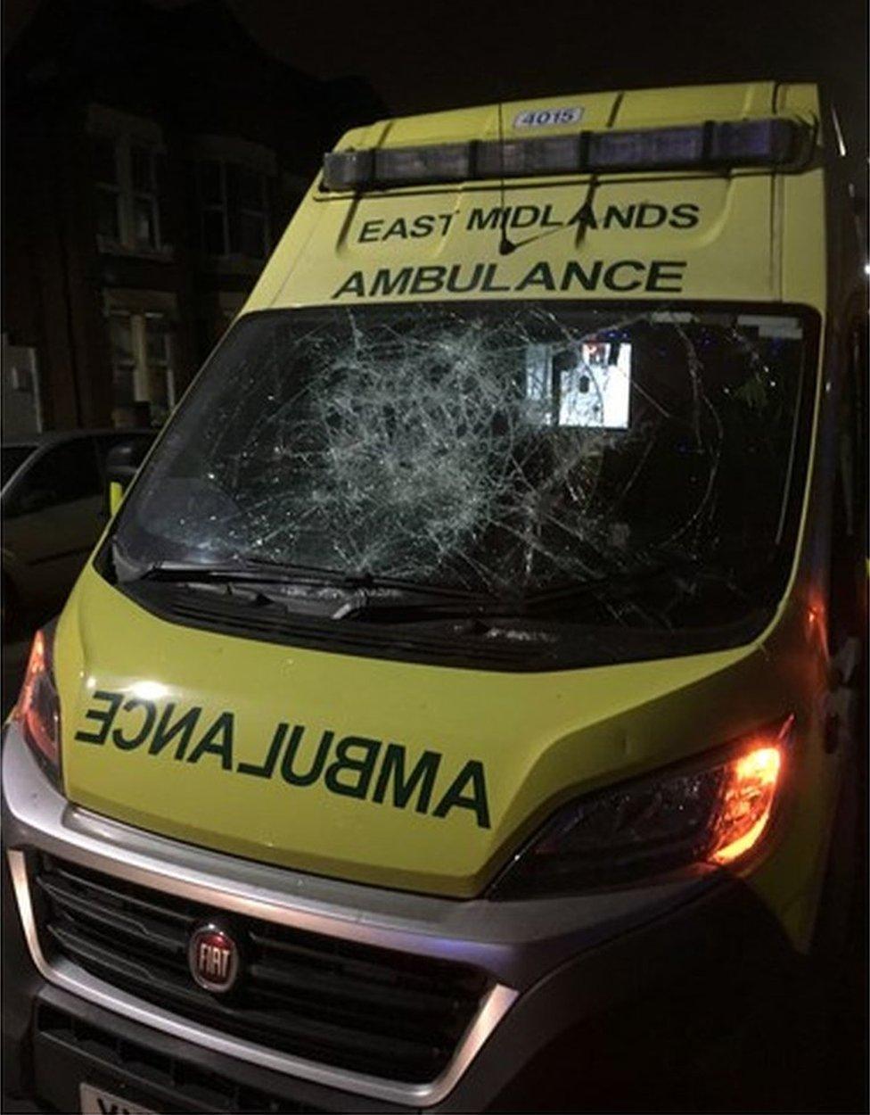 'Mindless' vandal filmed smashing ambulance window - BBC News