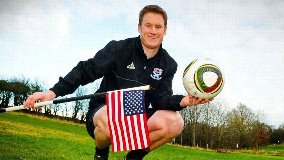 Aberdeen FC players kick off 'footgolf' craze at Hazlehead - BBC News