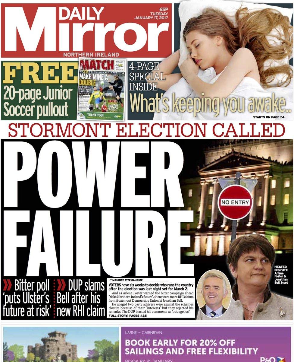 Newspaper headlines: NI Executive's collapse leads - BBC News