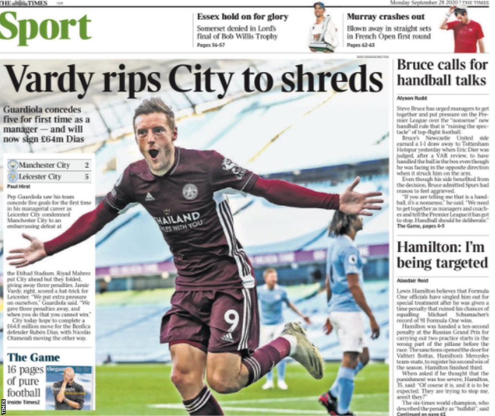 Monday's back pages - BBC Sport