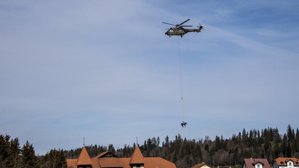 Swiss army airlift horses to test way of helping injured animals - BBC ...