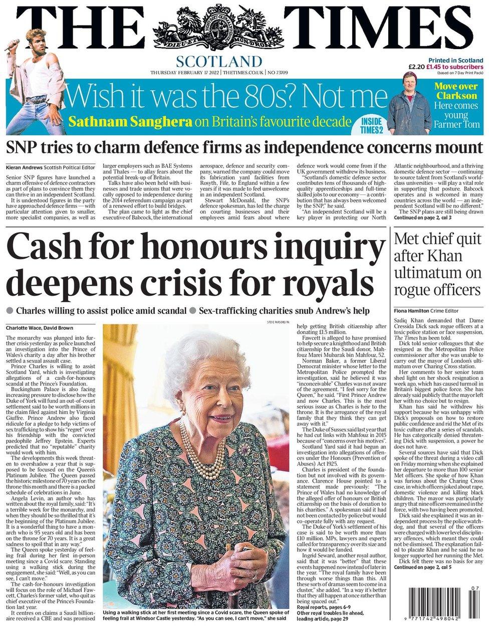 Scotland's papers: Queen's anguish and rising prices - BBC News