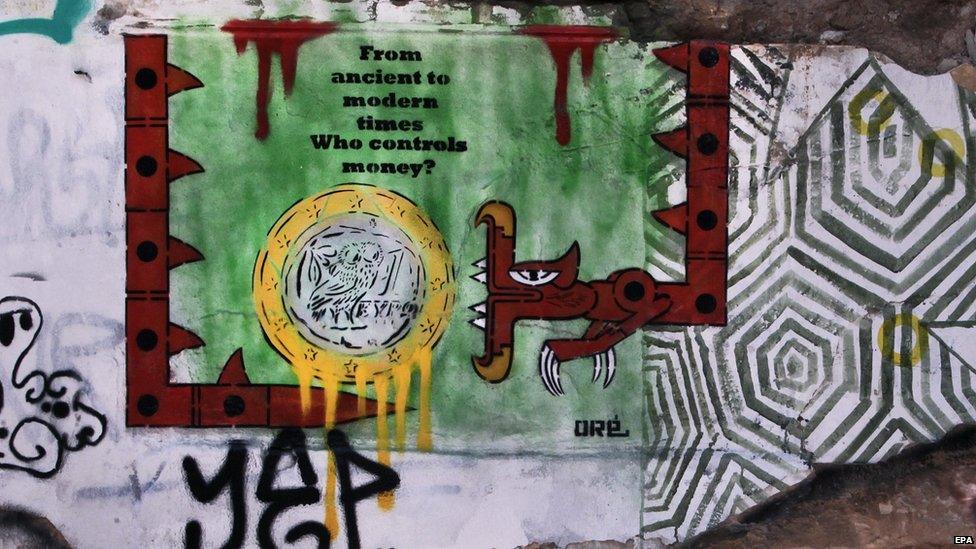 How the Greece economic crisis looks in graffiti - BBC News