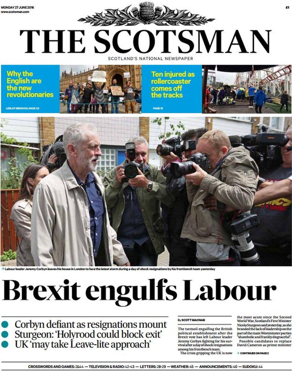Scotland's papers: Brexit fallout and funfair 'horror' - BBC News