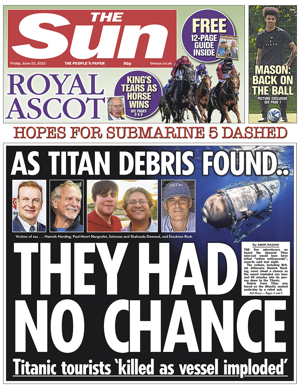 'Titanic claims five more' and 'recession fears' - BBC News