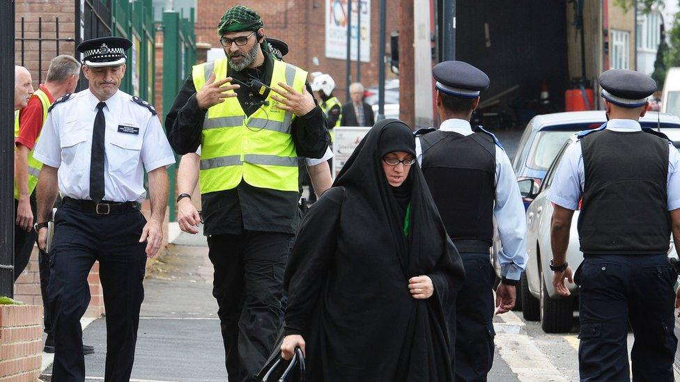 Three hurt as car 'swerves into crowd' outside Islamic Centre - BBC News