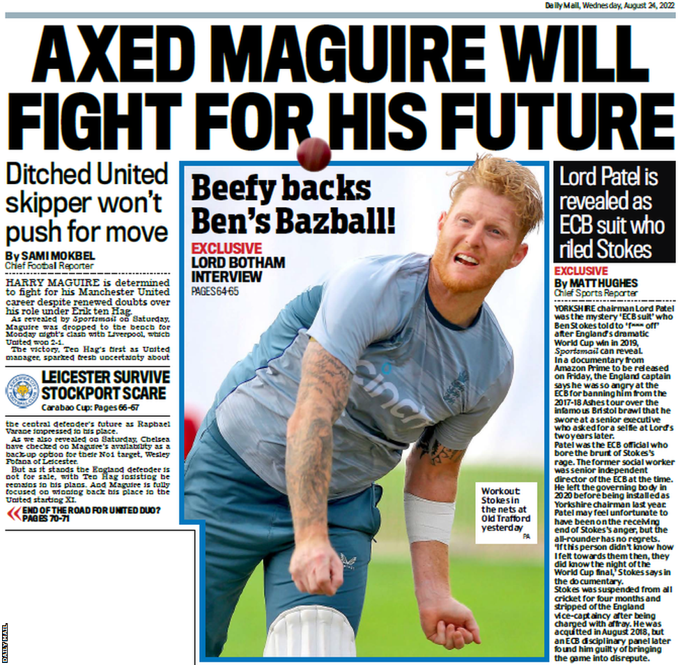 Wednesday's sports pages - BBC Sport