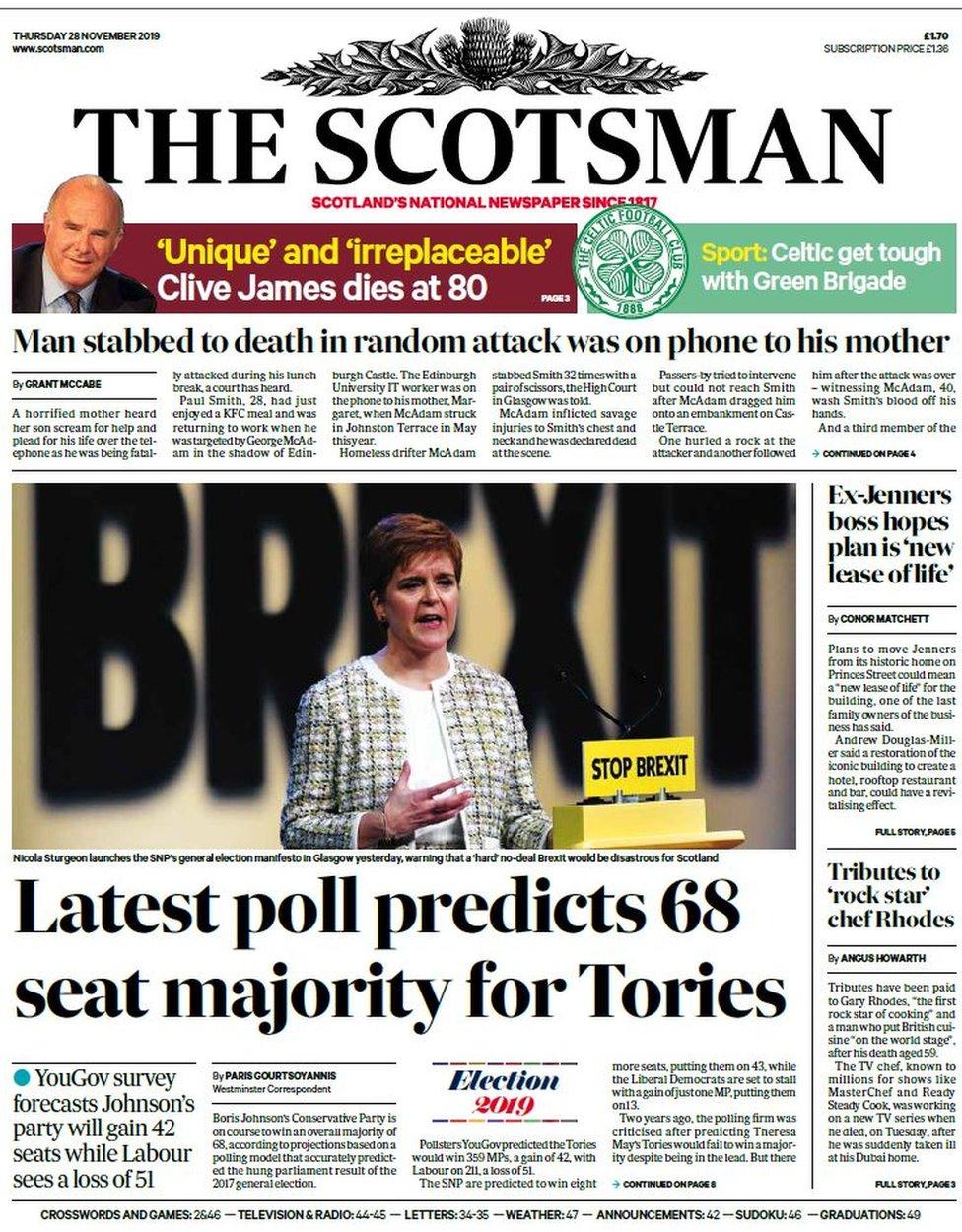 The papers: SNP manifesto launch and scissor murder horror - BBC News