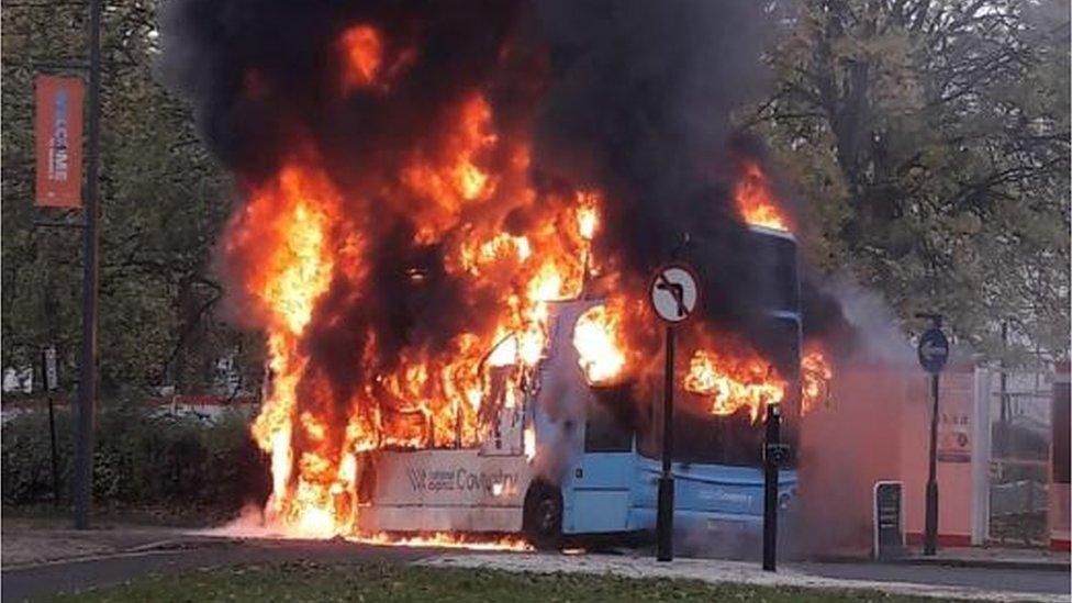 Birmingham double decker bus fire treated as arson - BBC News