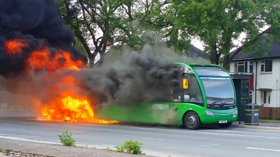 Nottingham bus fire: Driver 'saves' passengers - BBC News