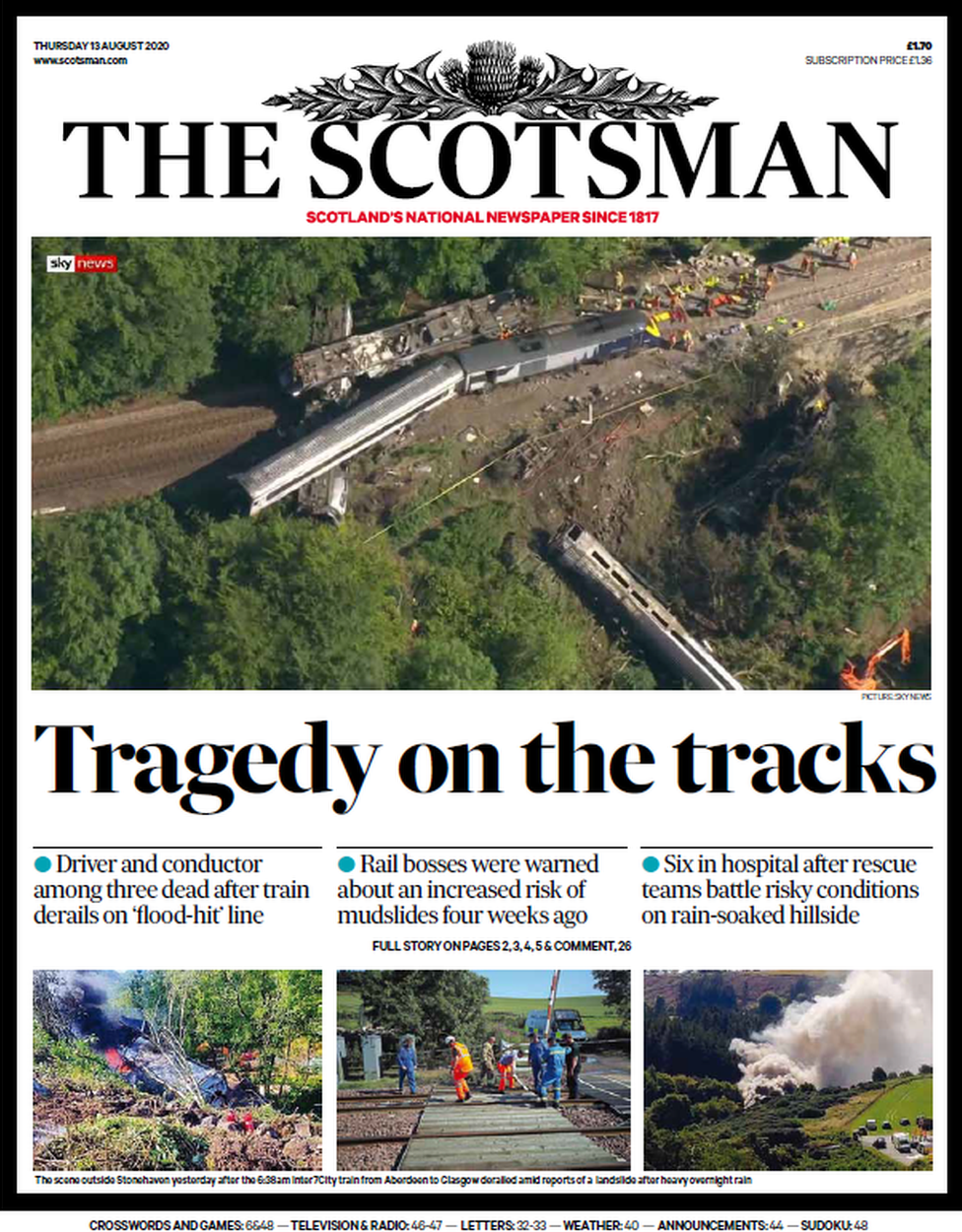 Scotland's papers: 'Horror on the 06:38' and 'tragedy on the tracks ...