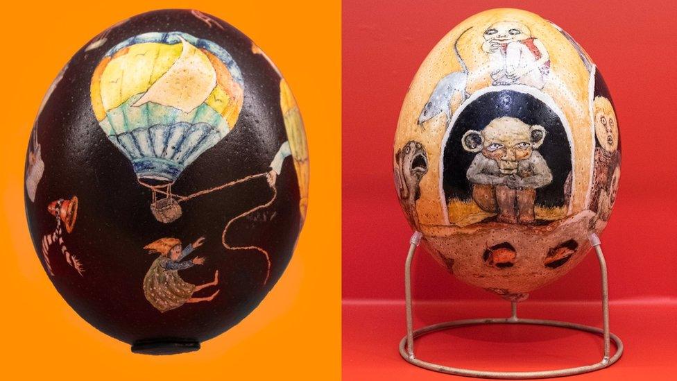 Check out these epic arty ostrich eggs! - BBC Newsround