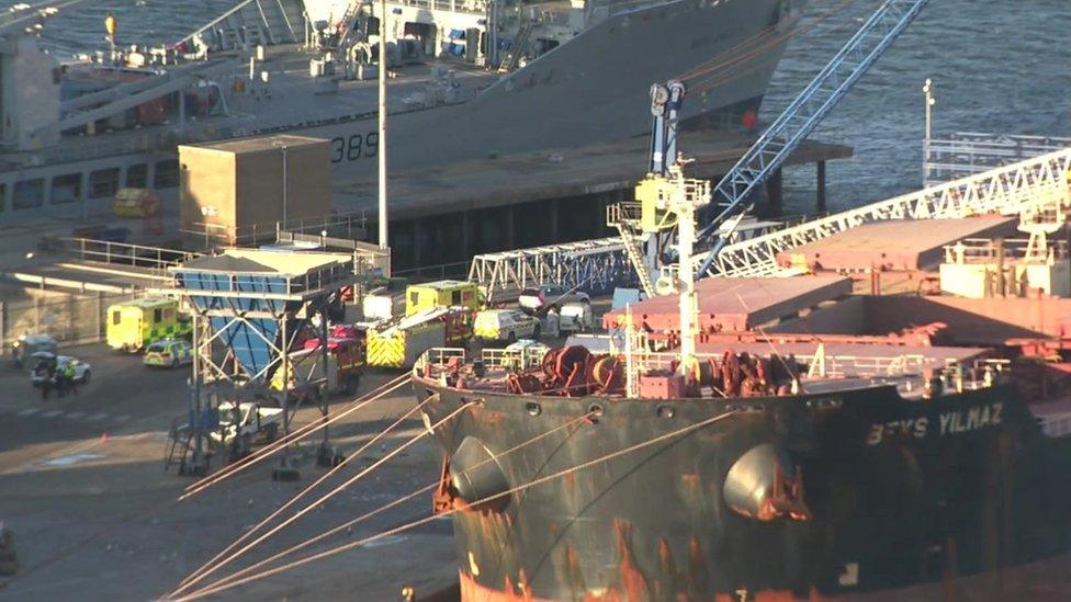 Man found dead in cargo ship's grain vat at Portland Port - BBC News