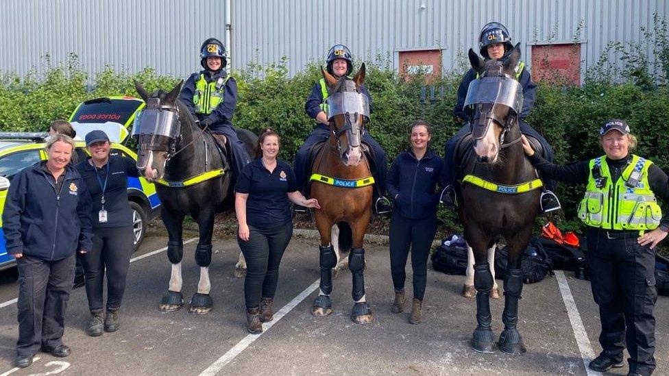 Mounted West Midlands Police officers at Villa match - BBC News