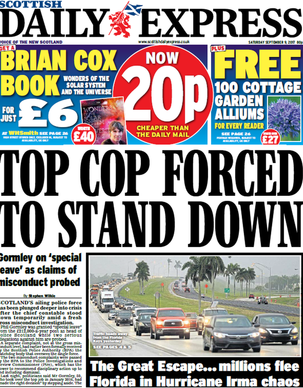 Scotland's papers: Police chief 'stands aside' - BBC News
