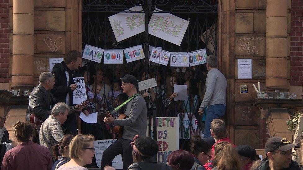 Protesters end Carnegie Library occupation and hold rally - BBC News