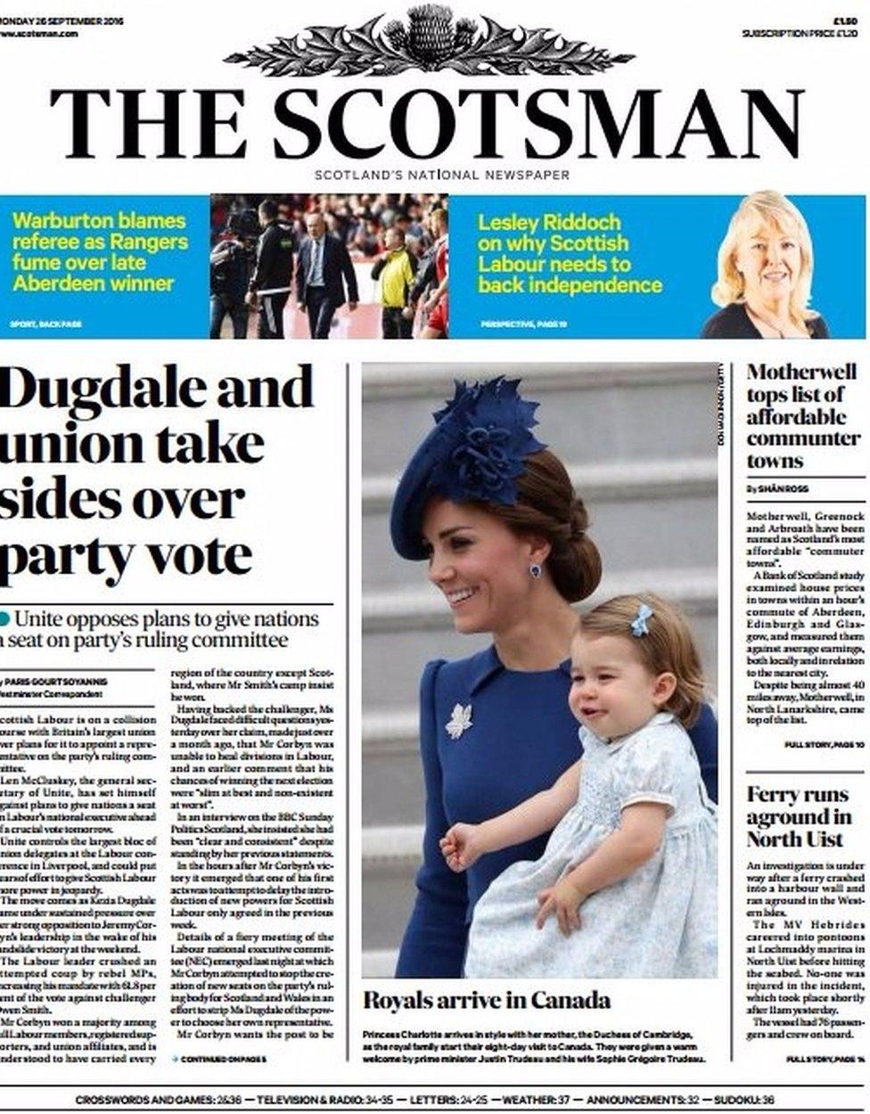 Scotland's papers: Dugdale clash and 'scared' NHS staff - BBC News
