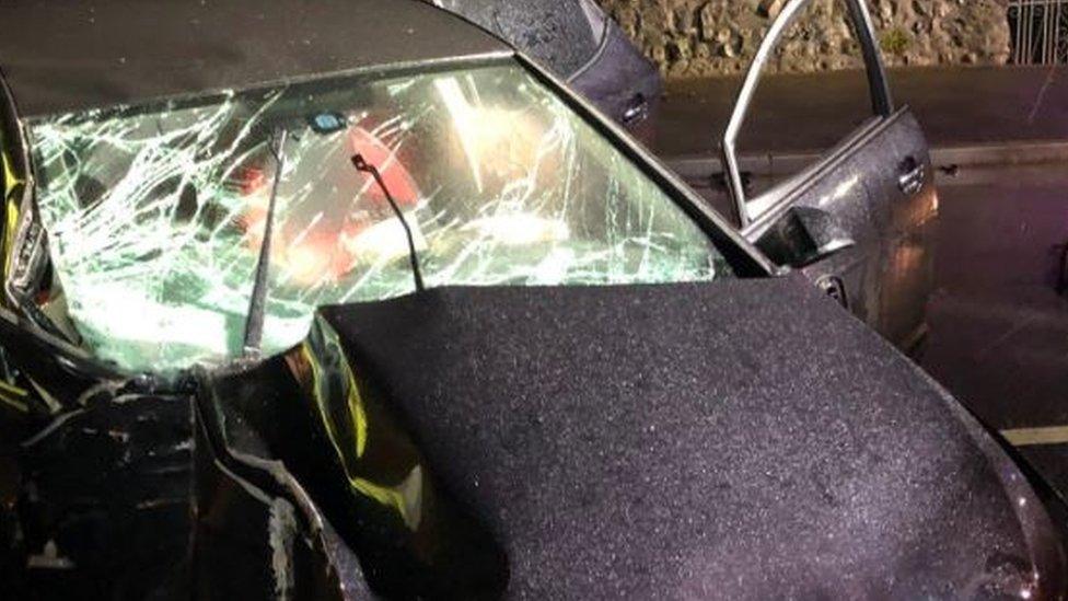 Woman cut from car after serious crash in Tipton - BBC News