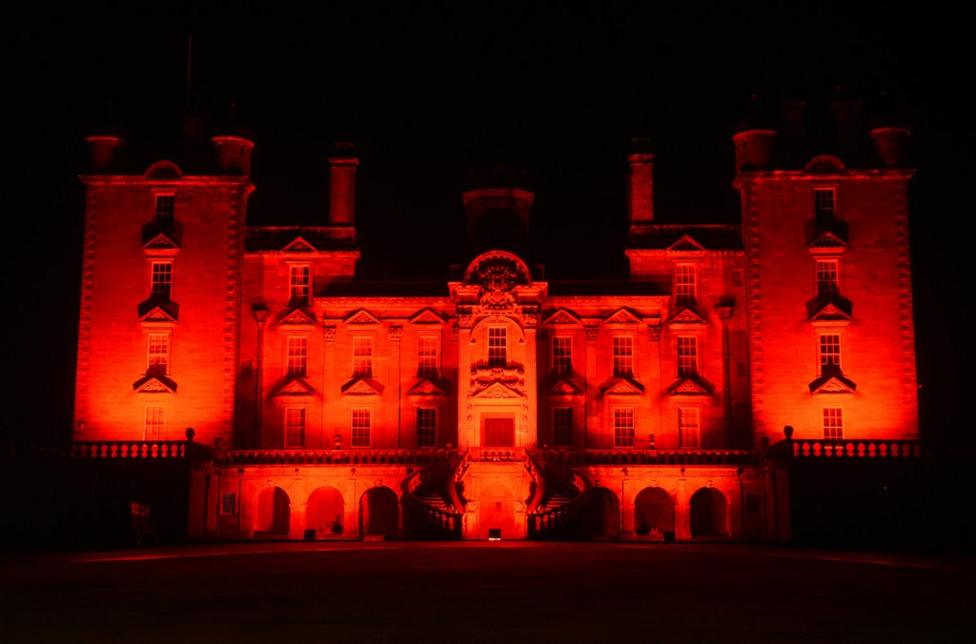 Landmarks lit up red for PoppyScotland Appeal - BBC News