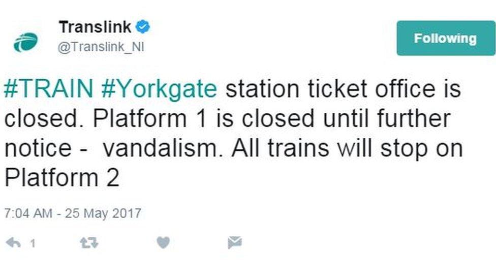 Vandalism partly closes Belfast's Yorkgate station - BBC News