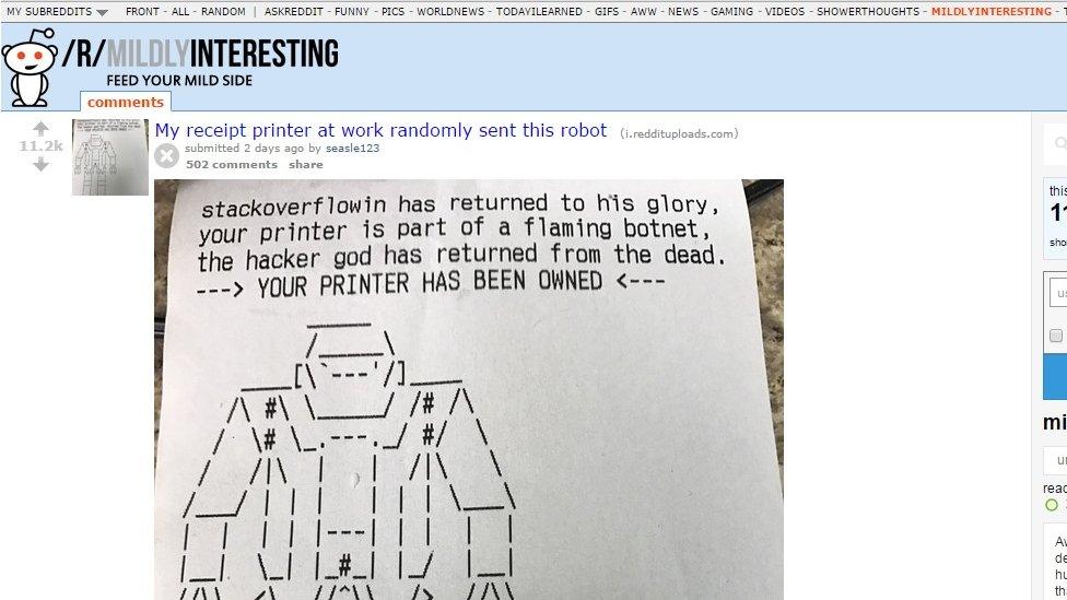 Hacker briefly hijacks insecure printers - BBC News