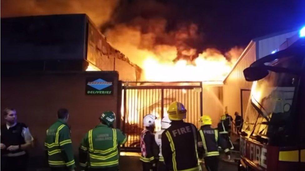 Tottenham fire leaves warehouse 'gutted' and homes evacuated - BBC News