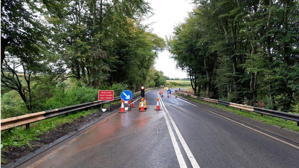 A68 at Fala: The collapsed road rebuilt in under a month - BBC News