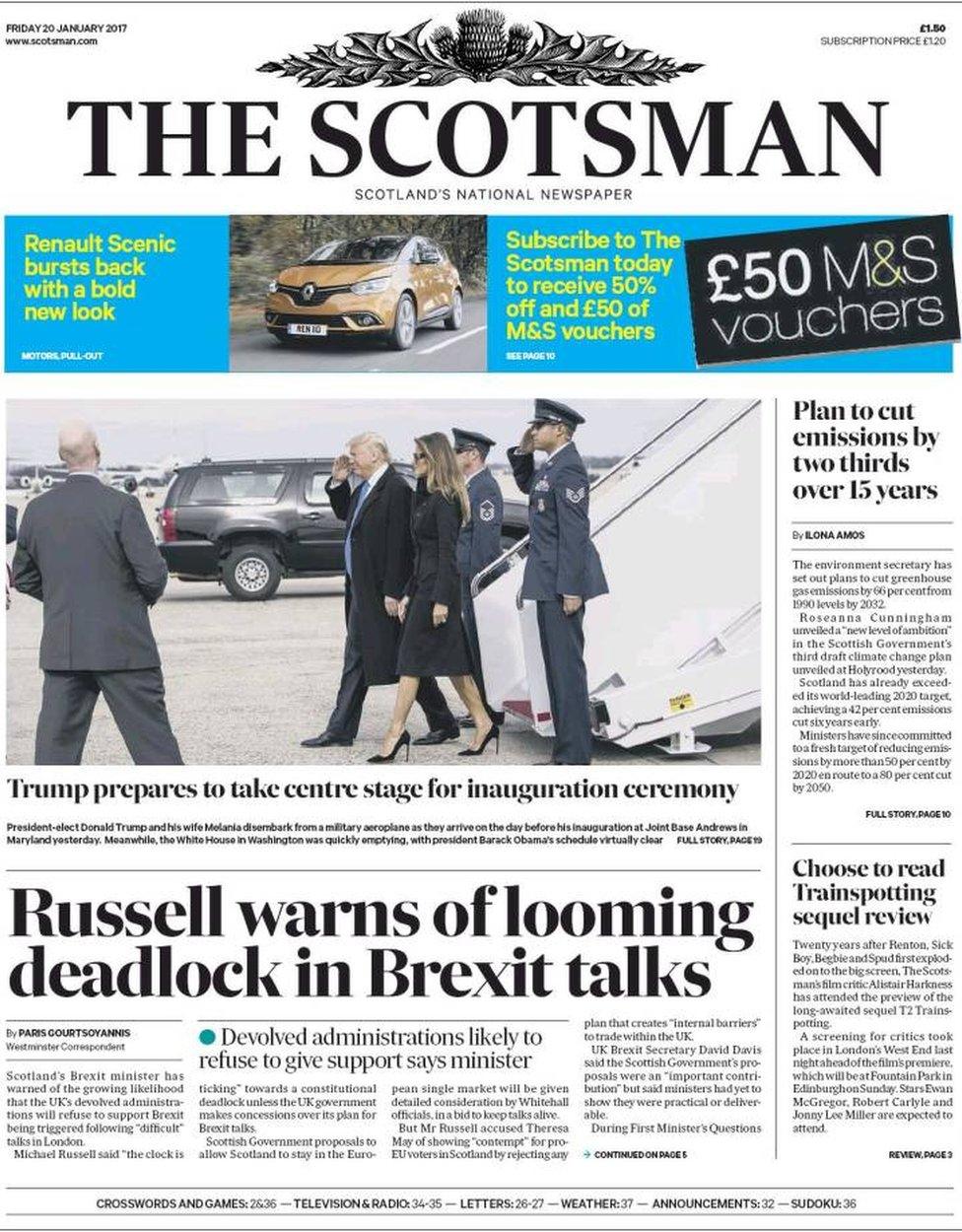 Scotland's papers: Trump centre stage and pollution charge - BBC News