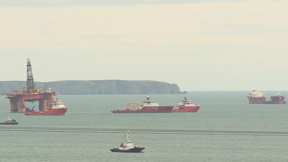Transocean Winner transport ship Hawk arrives off Lewis - BBC News