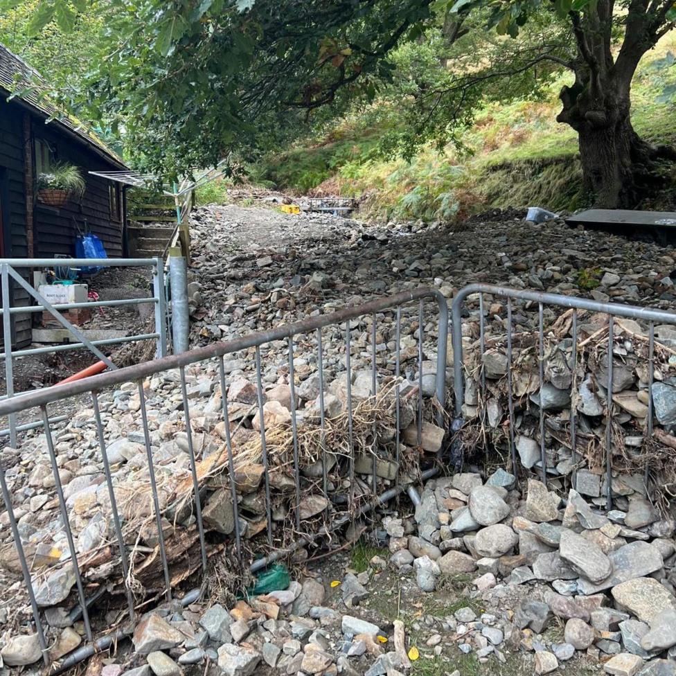 Hillside flood defence plea after All Stretton village damage - BBC News