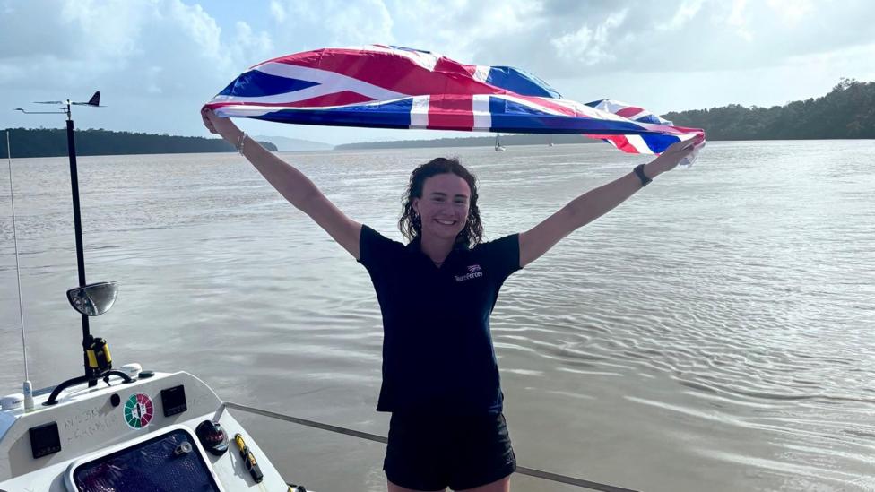 Cambridge Atlantic rower Zara Lachlan back on dry land - BBC News