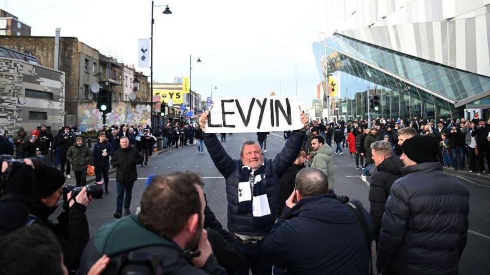 Tottenham fans protest against Daniel Levy and ownership before Man ...
