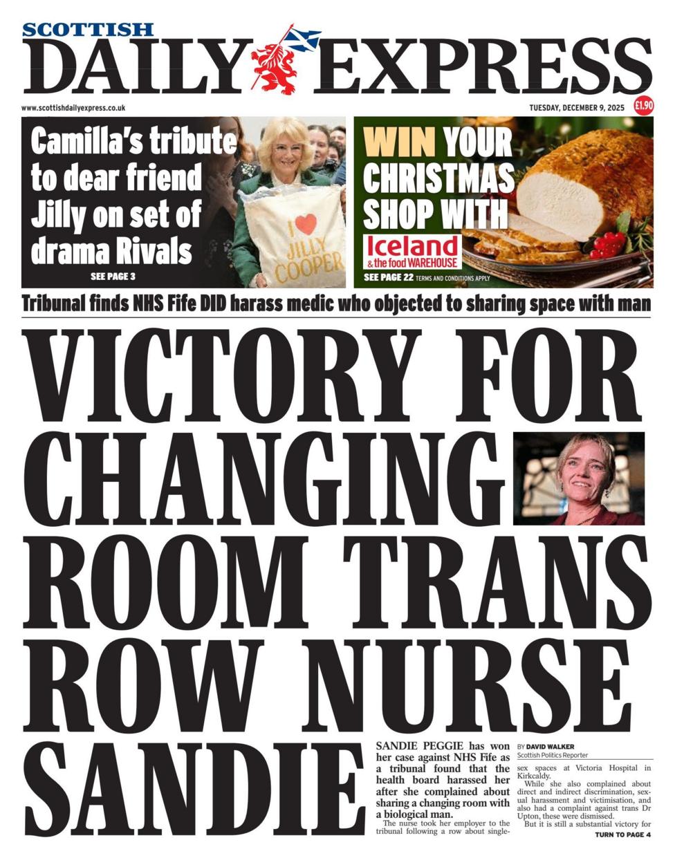 Scotland's papers: Sandie Peggie 'agony' as NHS board 'harassed nurse ...