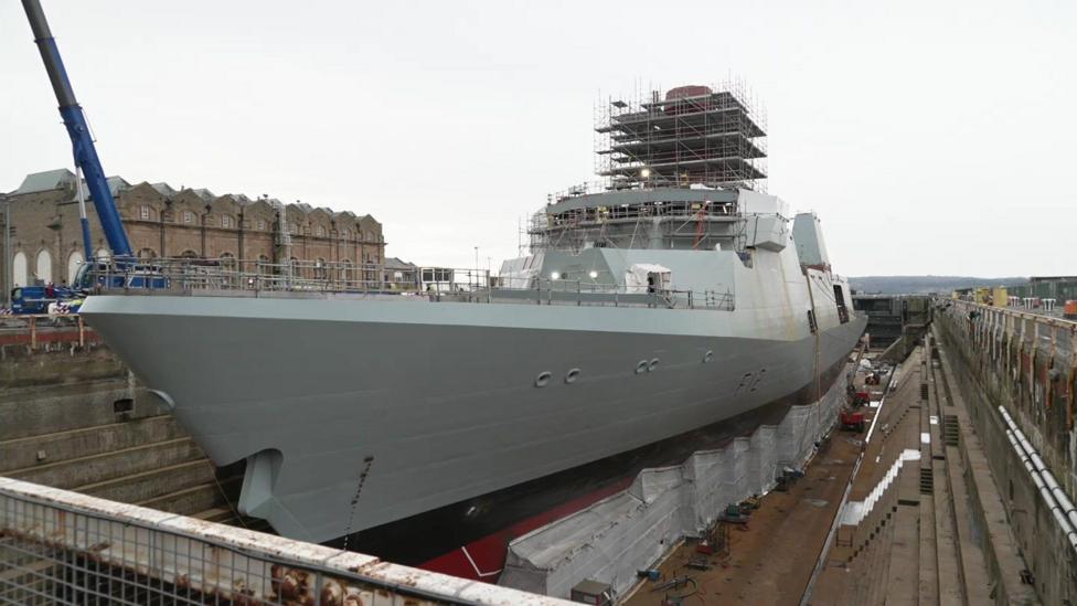 Crew 'excited' as new £250m warship prepares for Portsmouth home - BBC News