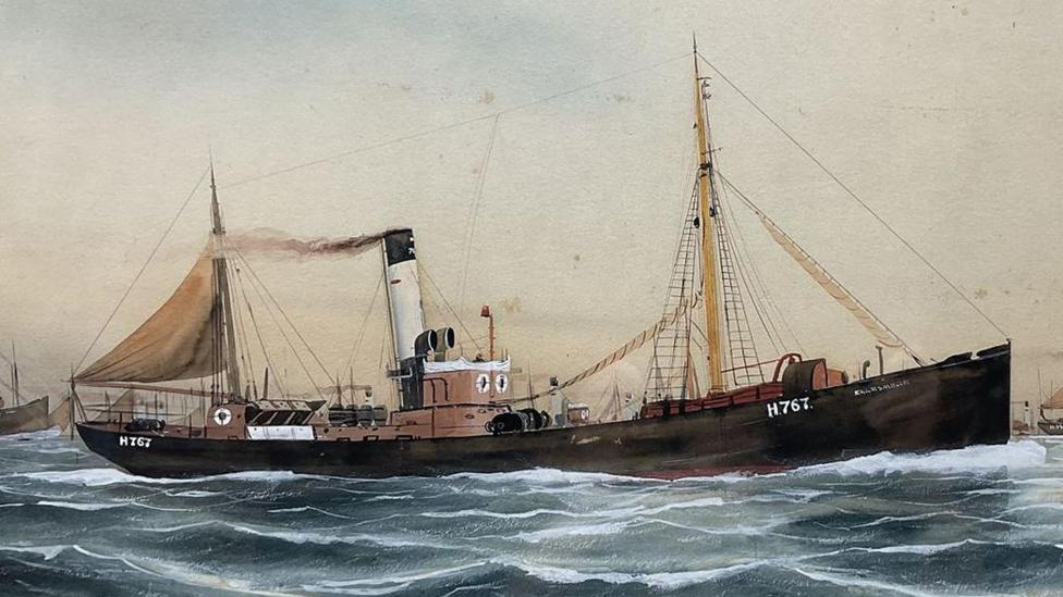 Painting of lifesaving Hull trawler goes under the hammer - BBC News