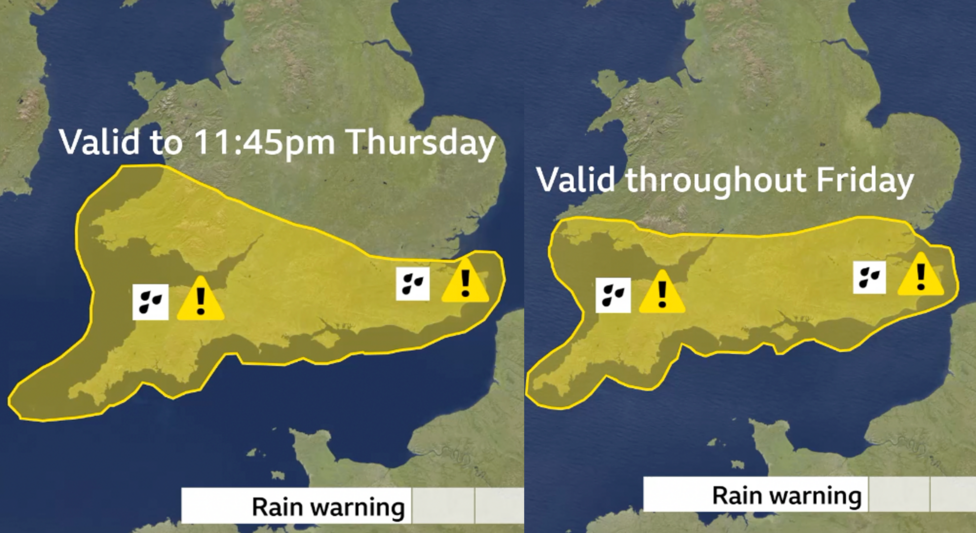 Rainfall warning as southern UK to get a month's worth of rain - BBC ...