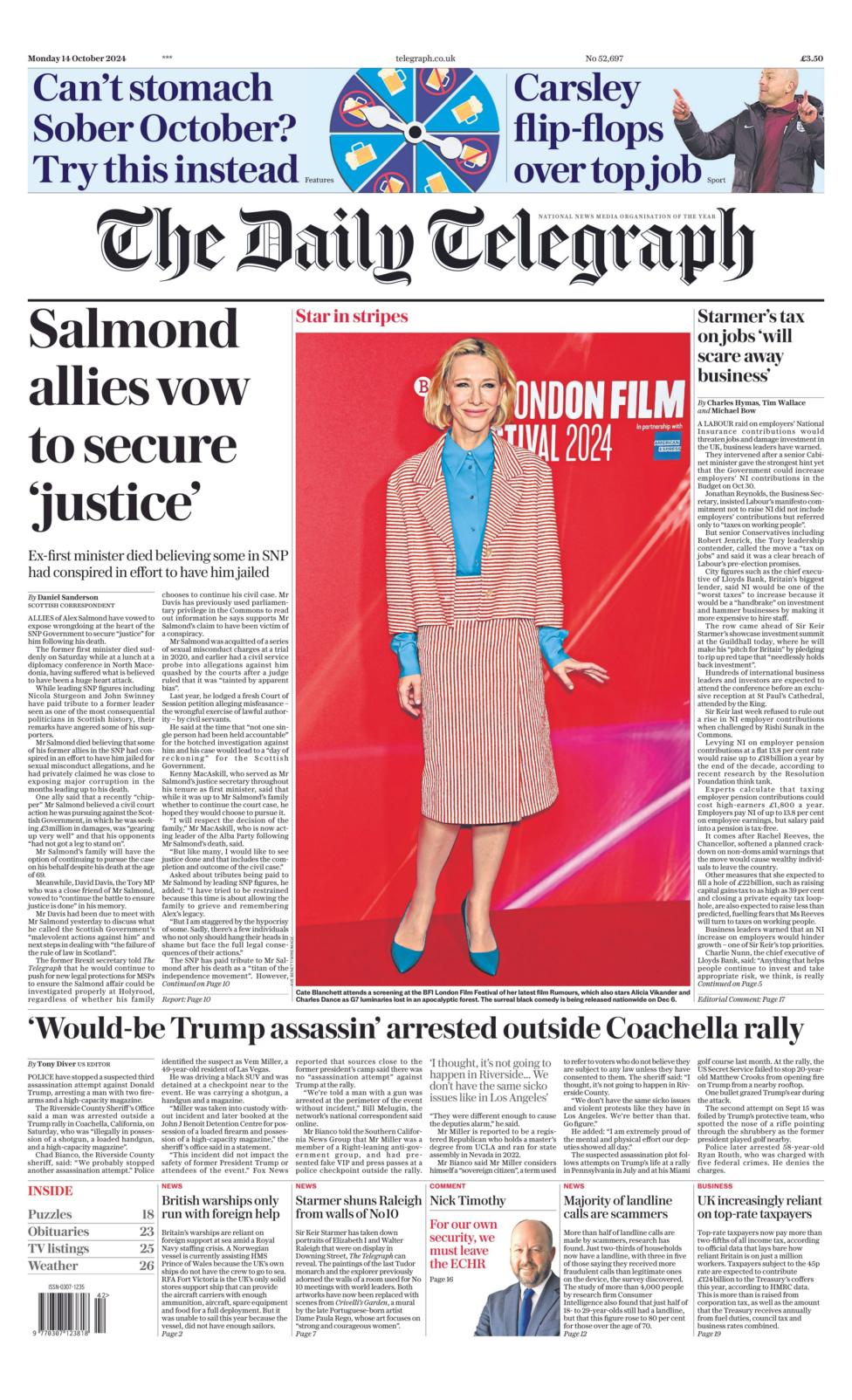 Scotland's papers: Final moments of political 'titan' Alex Salmond ...