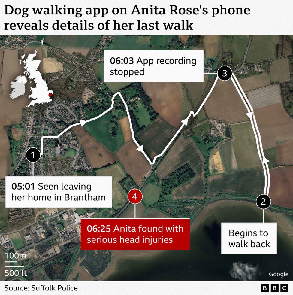 Brantham dog walker was attacked, woman tells murder trial - BBC News