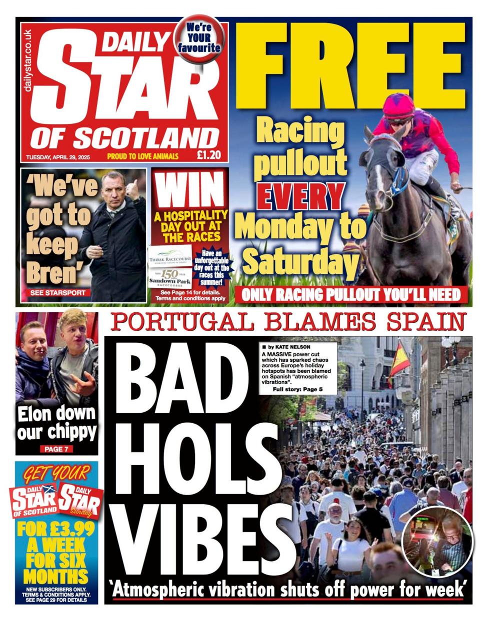 Scotland's papers: Spain blackout chaos and gender apology demand - BBC ...