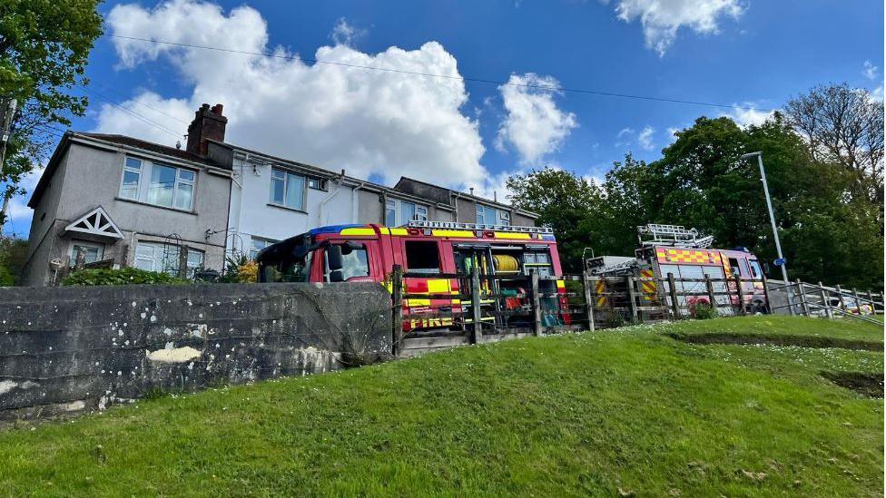Fire breaks out in property near Truro city centre roundabout - BBC News