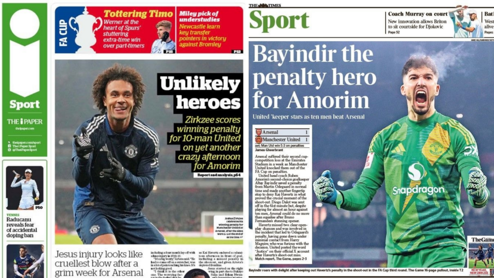 The Papers reflect on Man Utd's win over Arsenal - BBC Sport