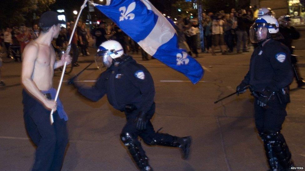 In pictures: Montreal protests - BBC News