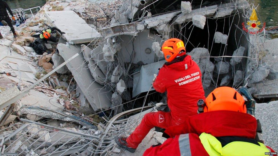 In pictures: Italy ship crash - BBC News