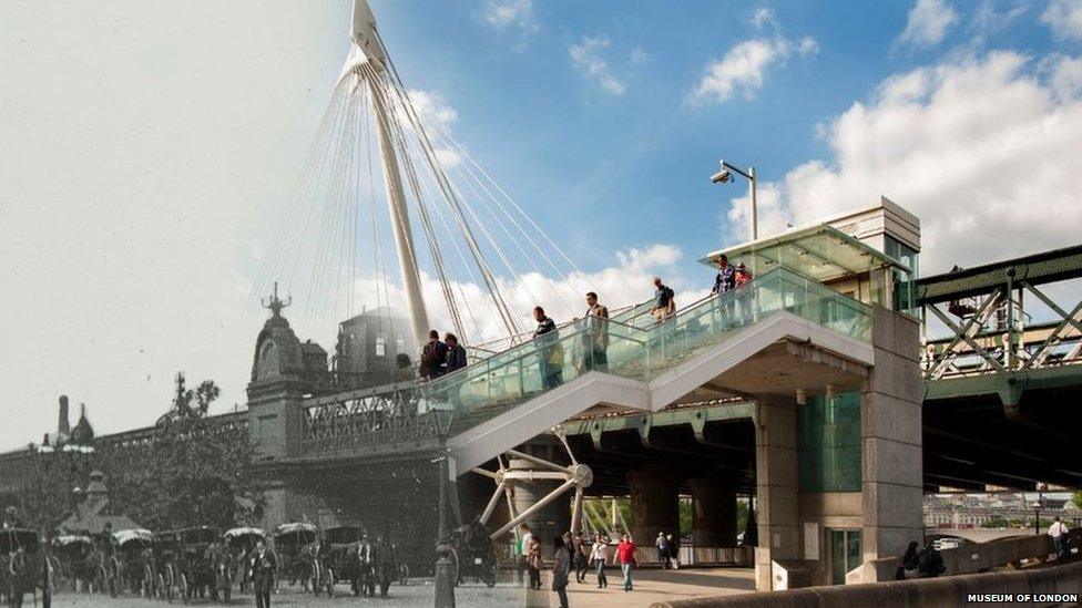 Old and new London bridge images combined - BBC News