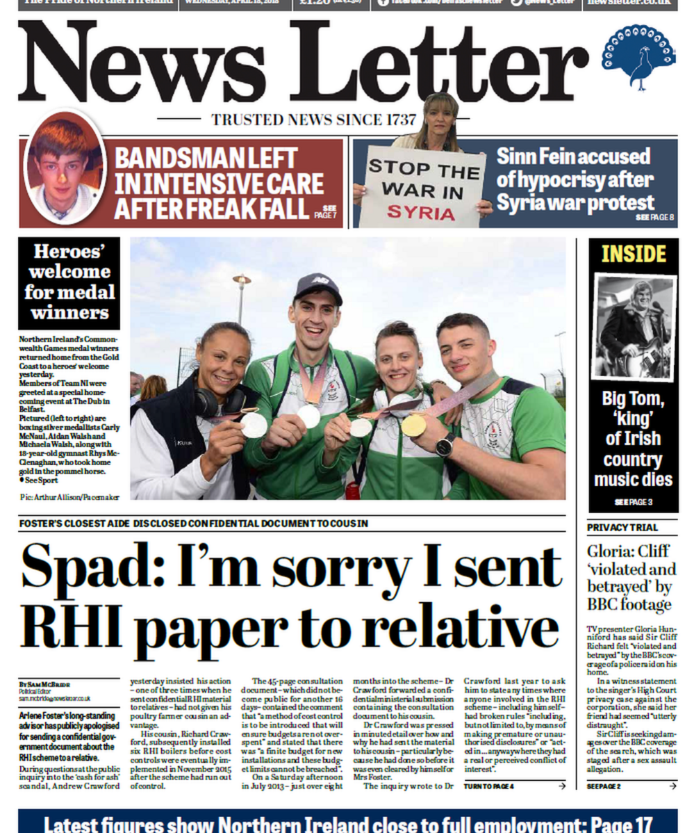 NI Newspaper review: RHI apology and tributes to Big Tom - BBC News