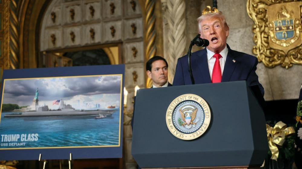 Donald Trump unveils new class of battleships named after himself - BBC ...