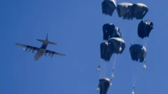 Airplane and parachute food drops