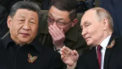 На параді Путін сидів пліч-о-пліч із Сі Цзіньпінем, який мав на своєму одязі георгіївську стрічку